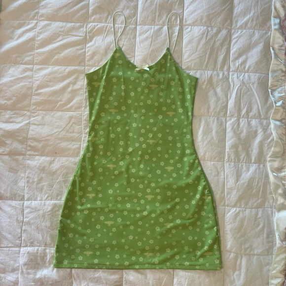 o mighty | Dresses | O Mighty Lime Green And White Polka Dot Floral ...